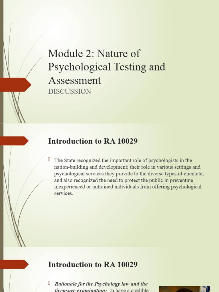 Module 2 - Discussion On Nature of Psychological Testing and Assessment ...