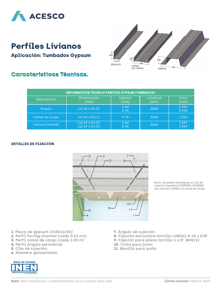 Perfiles Livianos Gypsum Tumbado | PDF