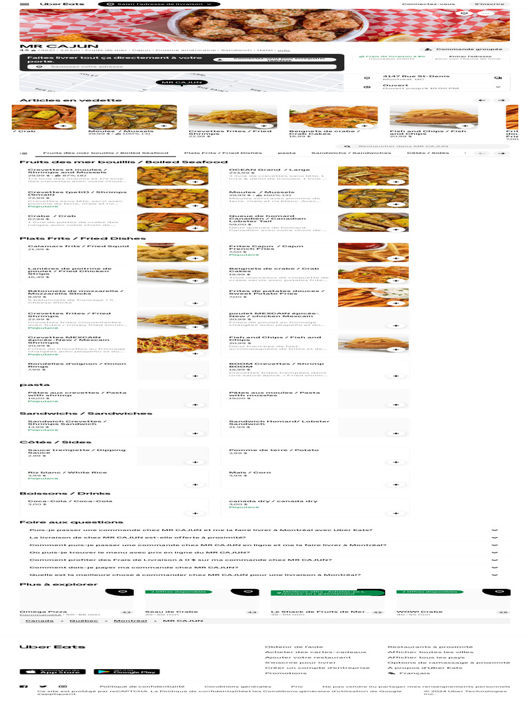 Menu de MR Cajun à Montréal | PDF | Frites | Chips