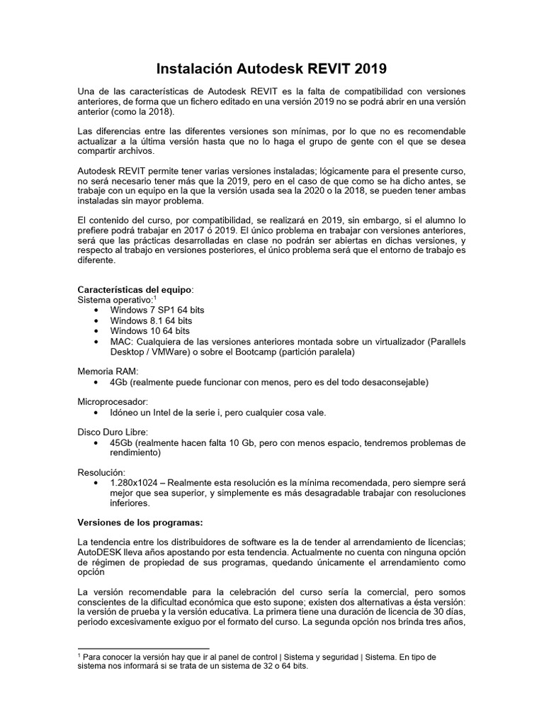 Guía de Instalación de Revit 2019 | PDF | Computación de 64 bits ...