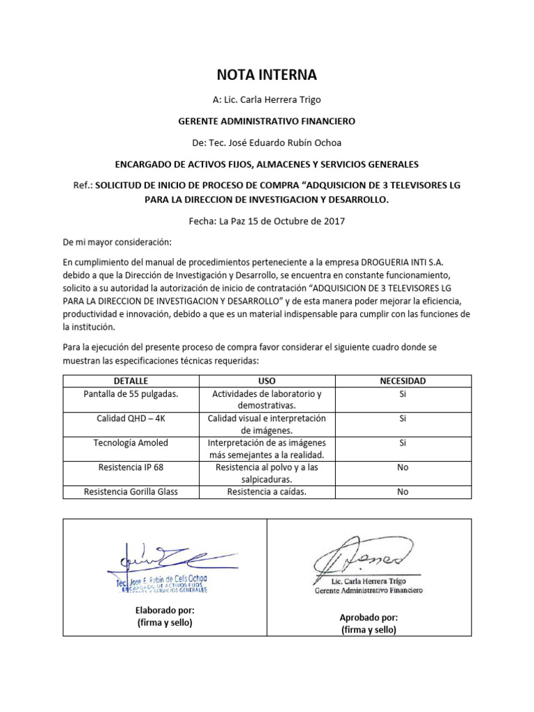 NOTA INTERNA | PDF | Business