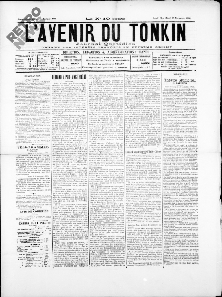 1900 11 19 L Avenir Du Tonkin Retronews | PDF