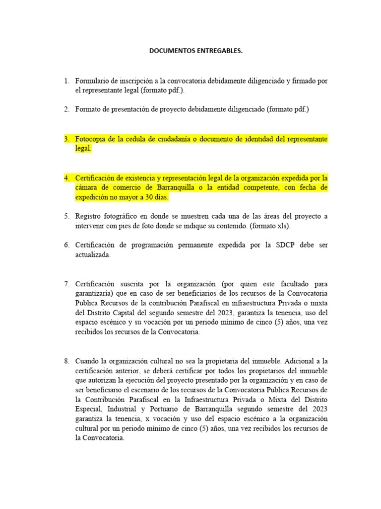 Requisitos para Convocatoria Cultural | PDF | Documento de identidad