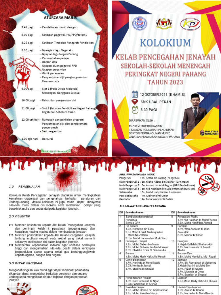 Buku Program Kolokium Kelab Pencegahan Jenayah | PDF