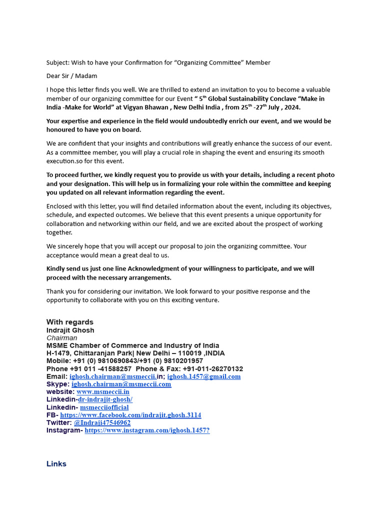 Organizing Committee Invitation Updated 15 April Final | PDF ...