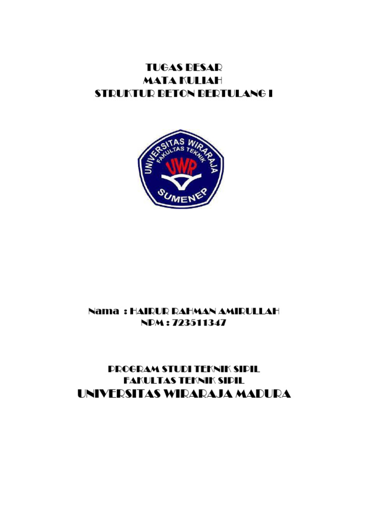 Tugas Struktur Beton HAIRUR RAHMAN AMIRULLAH | PDF Tugas Struktur Beton HAIRUR RAHMAN AMIRULLAH | PDF