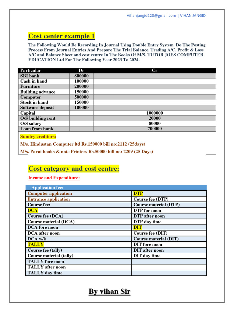 Cost Center Example 1 30.4.2024 | PDF | Fee | Financial Accounting