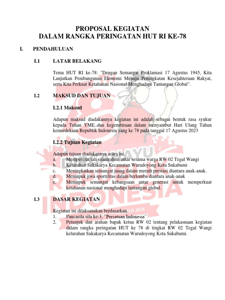 Proposal Kegiatan 17 Agus 2023 Plus Cap | PDF