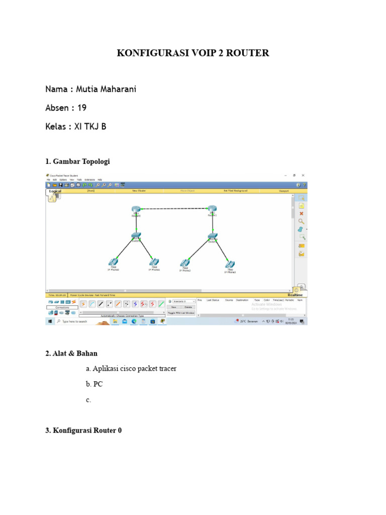 Konfig Voip 2 Mutia Xi TKJ B | PDF | Router (Computing) | Internet ...