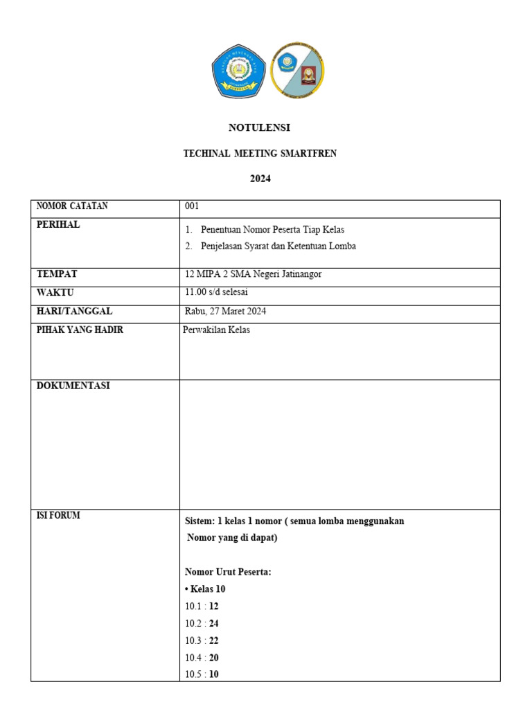 Technical Meeting Lomba SMA 2024 | PDF