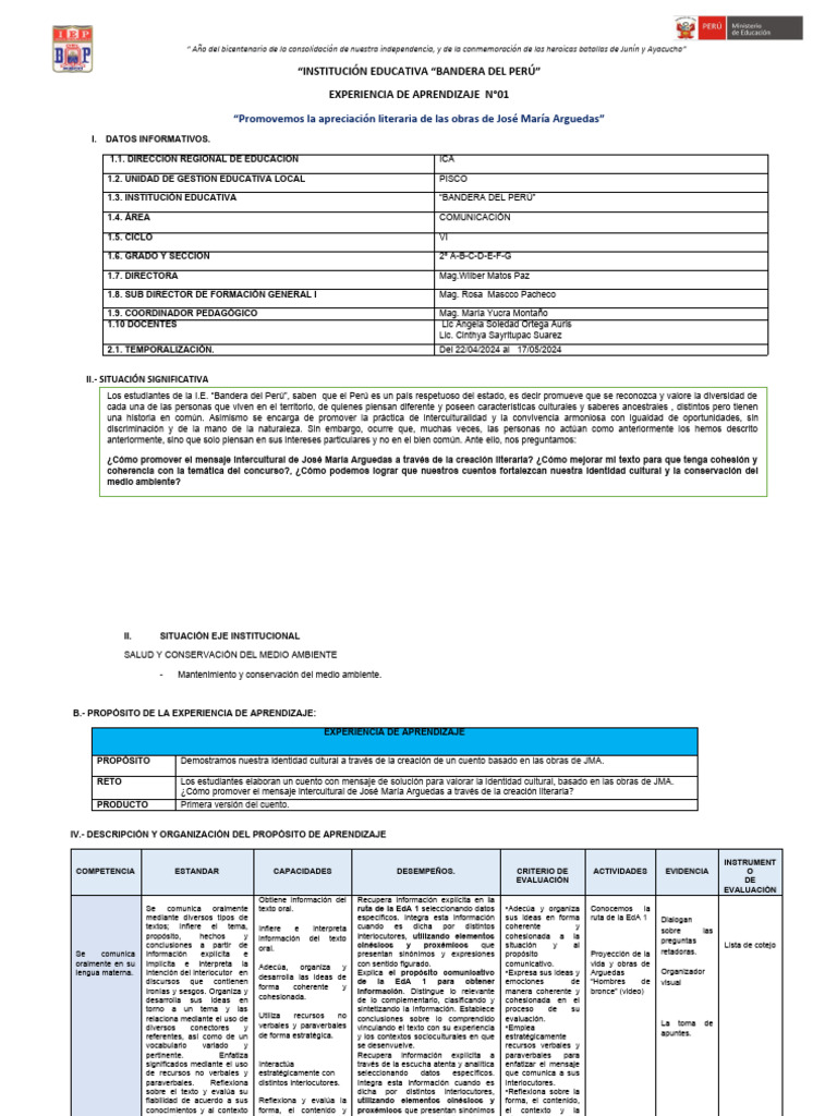Eda 1 Primero 2024 | PDF | Aprendizaje | Comunicación