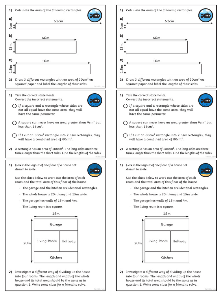 Vertical Format - Area of Rectangles | PDF | Area | Rectangle
