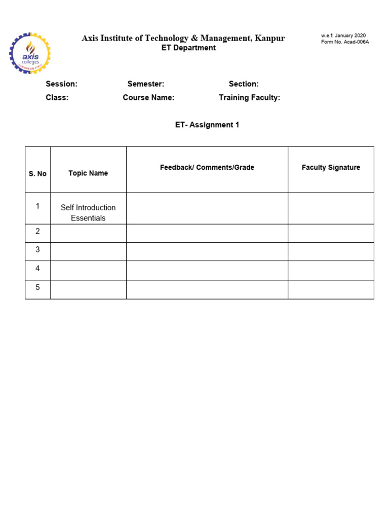 Assignment Index | PDF