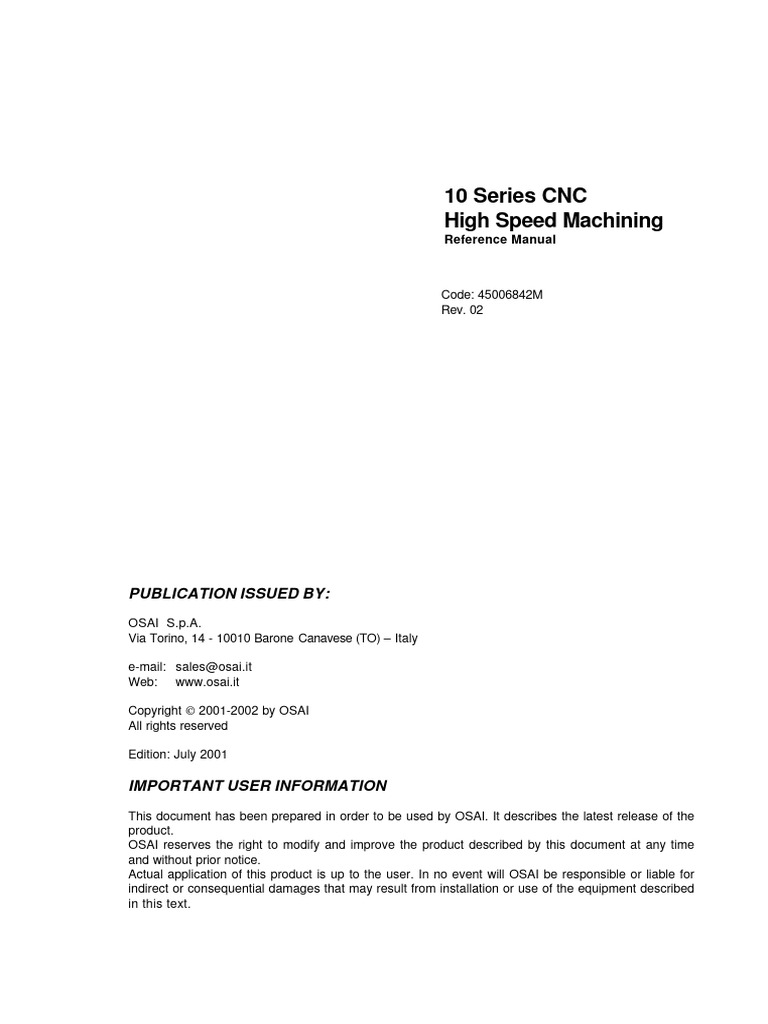 Osai 10 CNC Reference Manual | PDF | Numerical Control | Cartesian ...