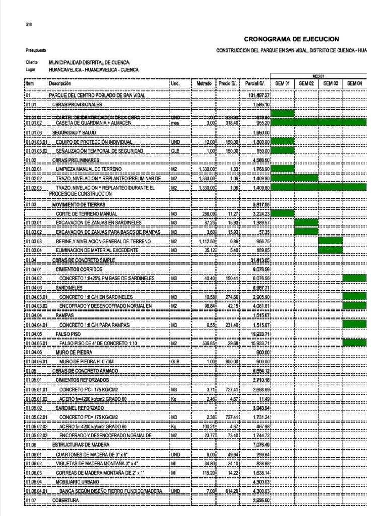 PDF Cronograma Fisico Parque Recreacional - Compress | PDF | edificio | Ingeniería de Edificación