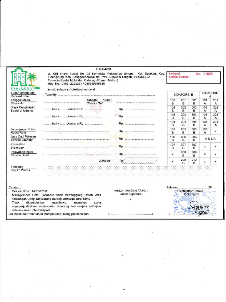 Contoh Bill Hotel dan Nota Penginapan | PDF