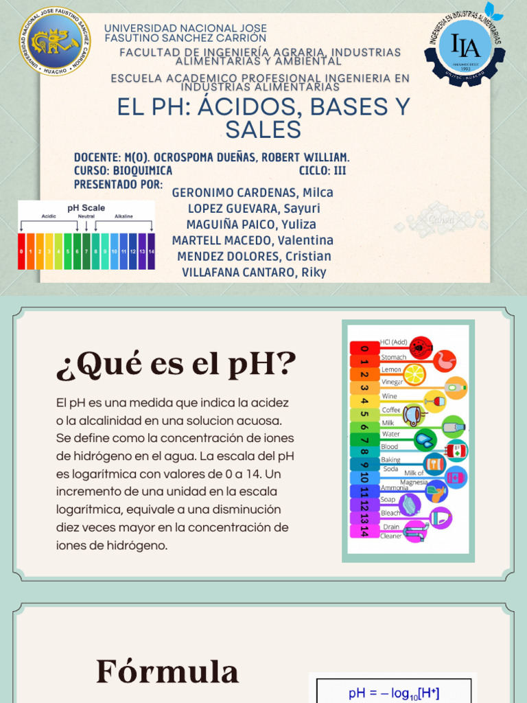 pH: Ácidos, Bases y Sales | PDF | Ácido | Sal (química)