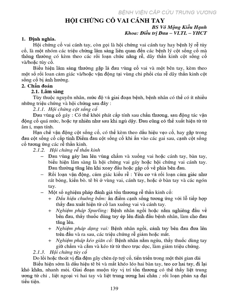 54 H I CH NG C Vai Cánh Tay - BV Trưng Vương | PDF