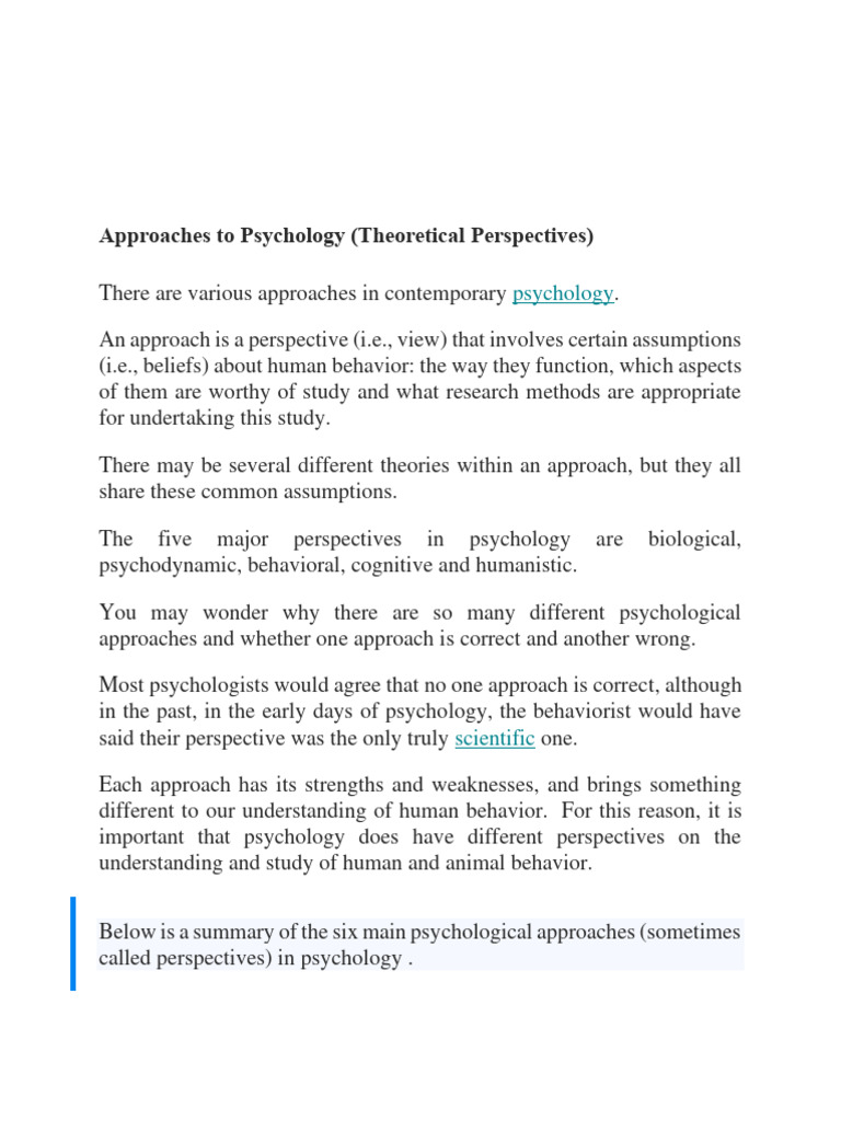 Approaches to Psychology | PDF | Psychology | Id