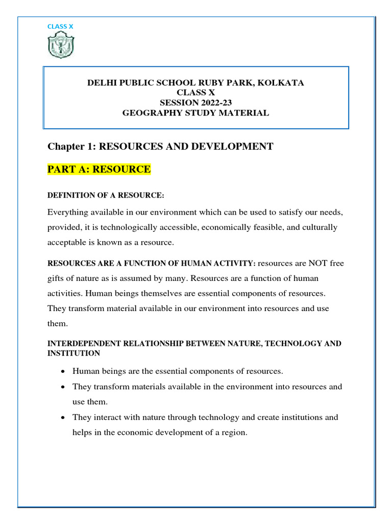 Resource and Development Part A - Resource PDF | PDF | Soil | Resource