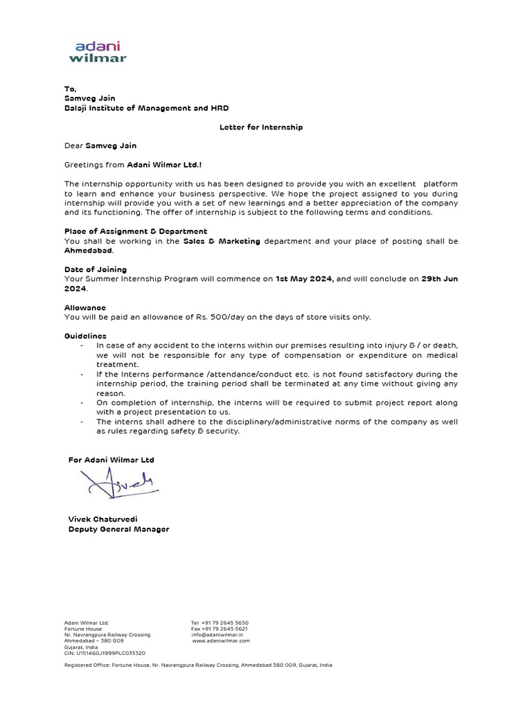 Samveg Jain_Internship Letter | PDF | Invention | Intellectual Property Samveg Jain_Internship Letter | PDF | Invention | Intellectual Property