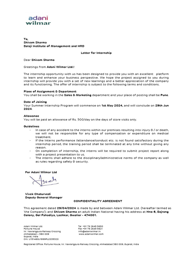 Shivam Sharma - Internship Letter | PDF | Invention | Intellectual Property