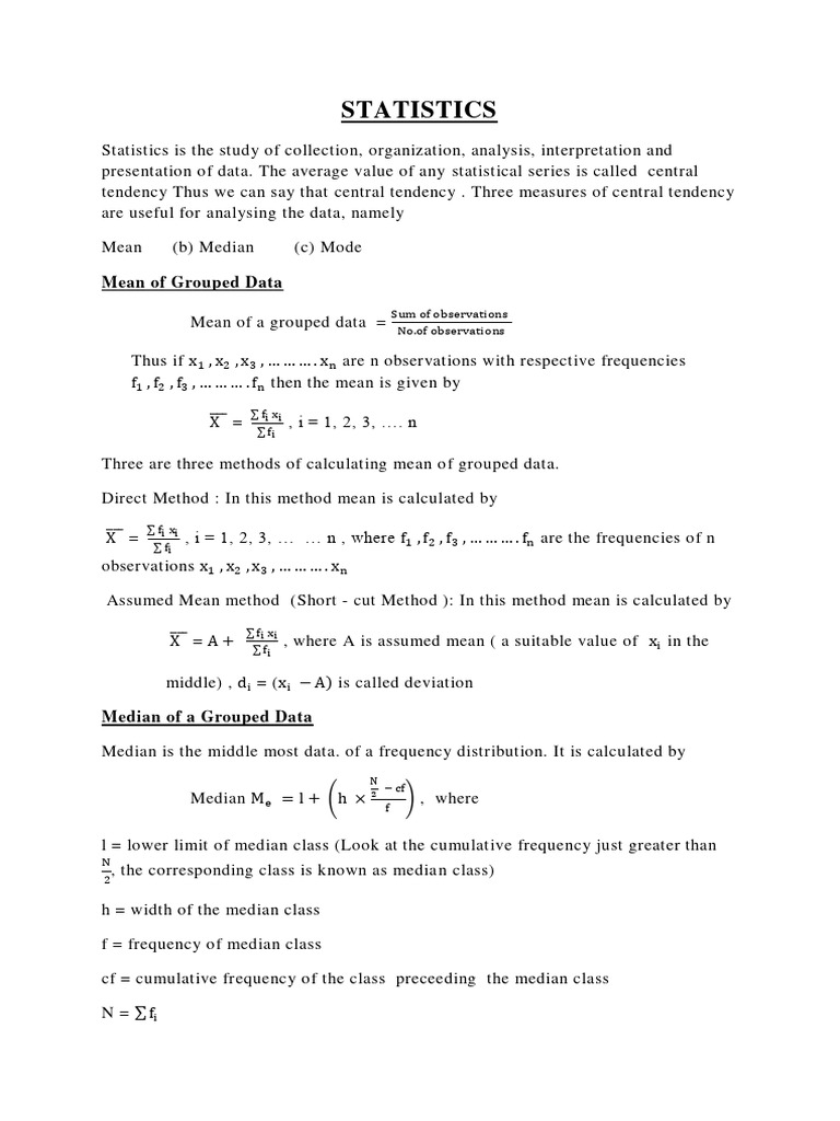 Statistics_Study_Material_Class_X(2023-24) | PDF | Mode (Statistics) | Mean