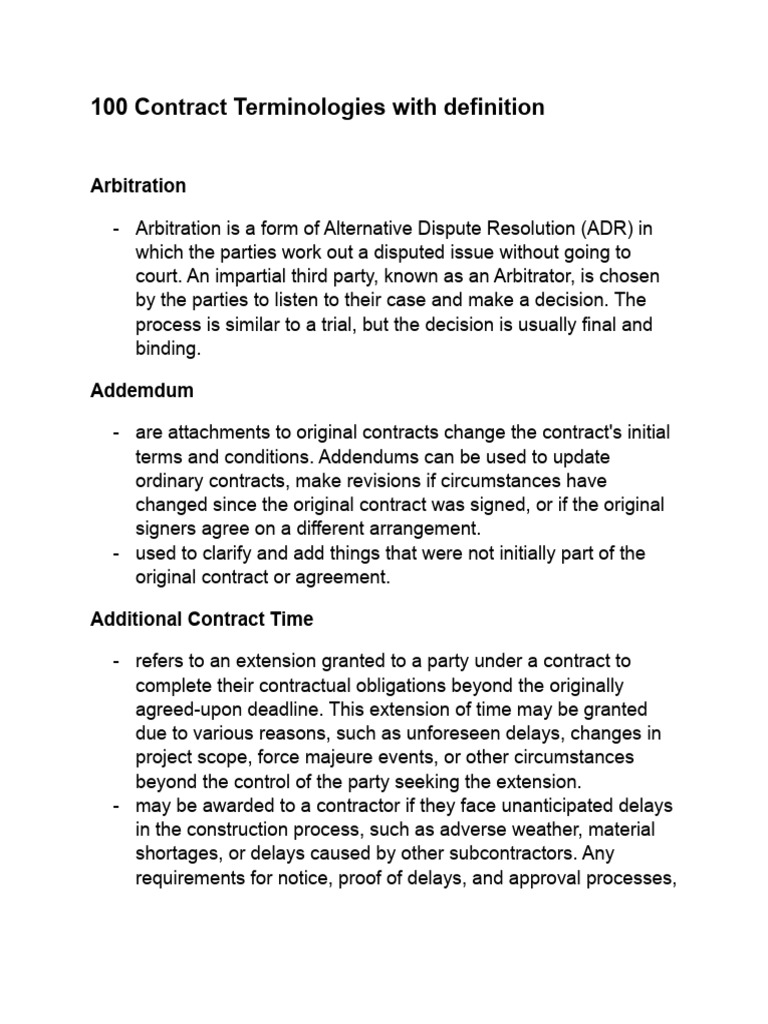50 Contract Terminologies With Definition 1 | PDF | Indemnity | Lawsuit