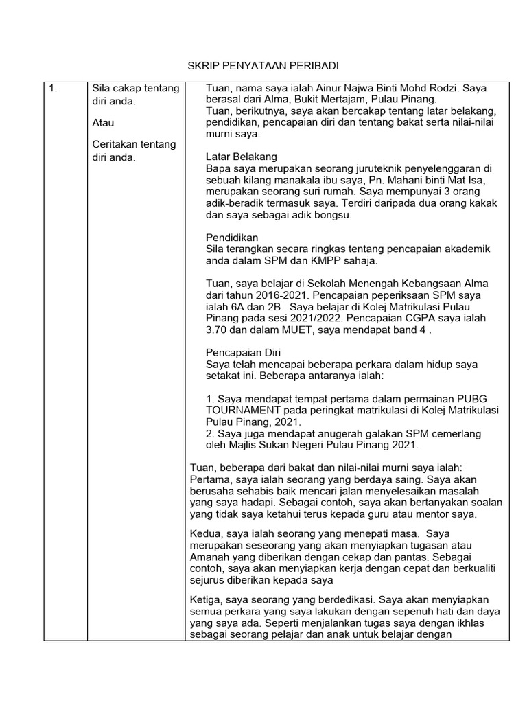 Skrip Resume Individu | PDF | Karier & Perkembangan | Pengembangan Diri
