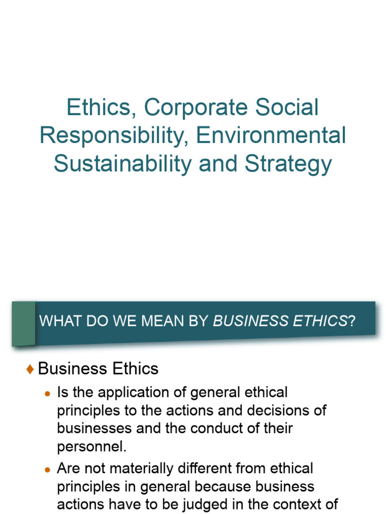 Ethics and CSR1 | PDF | Corporate Social Responsibility | Business Ethics