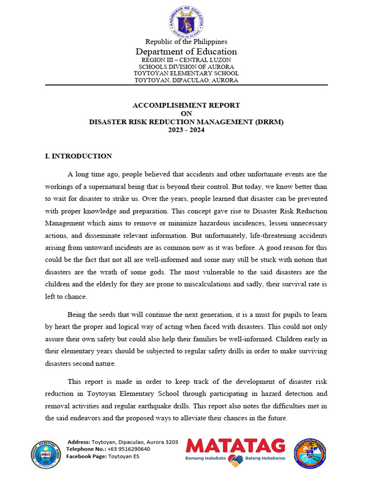 Accomplishment in DRR | PDF | Disaster Risk Reduction | Risk