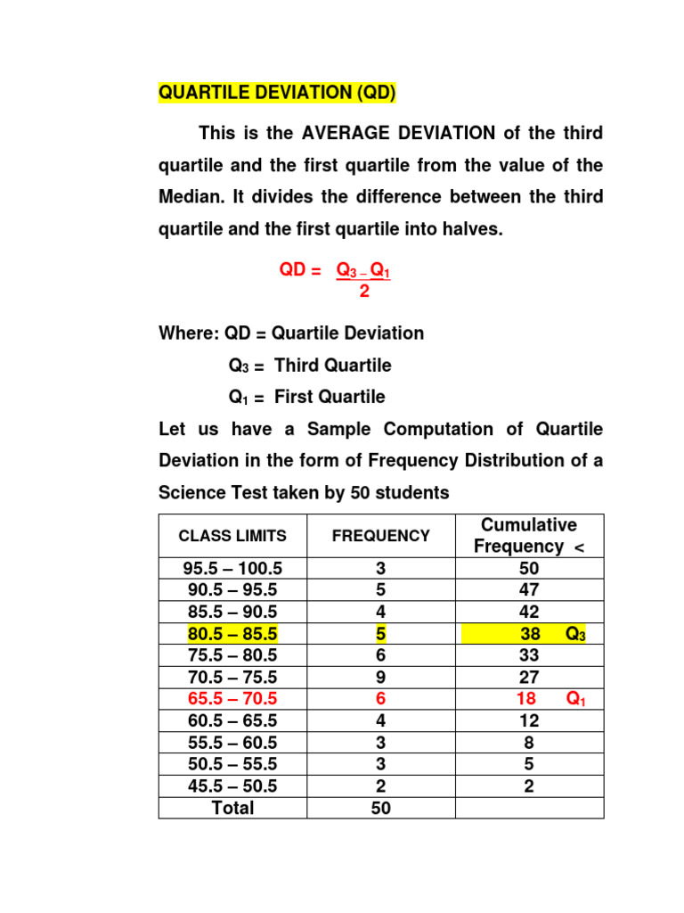 Quartile Deviation 1 | PDF | Quartile | Median