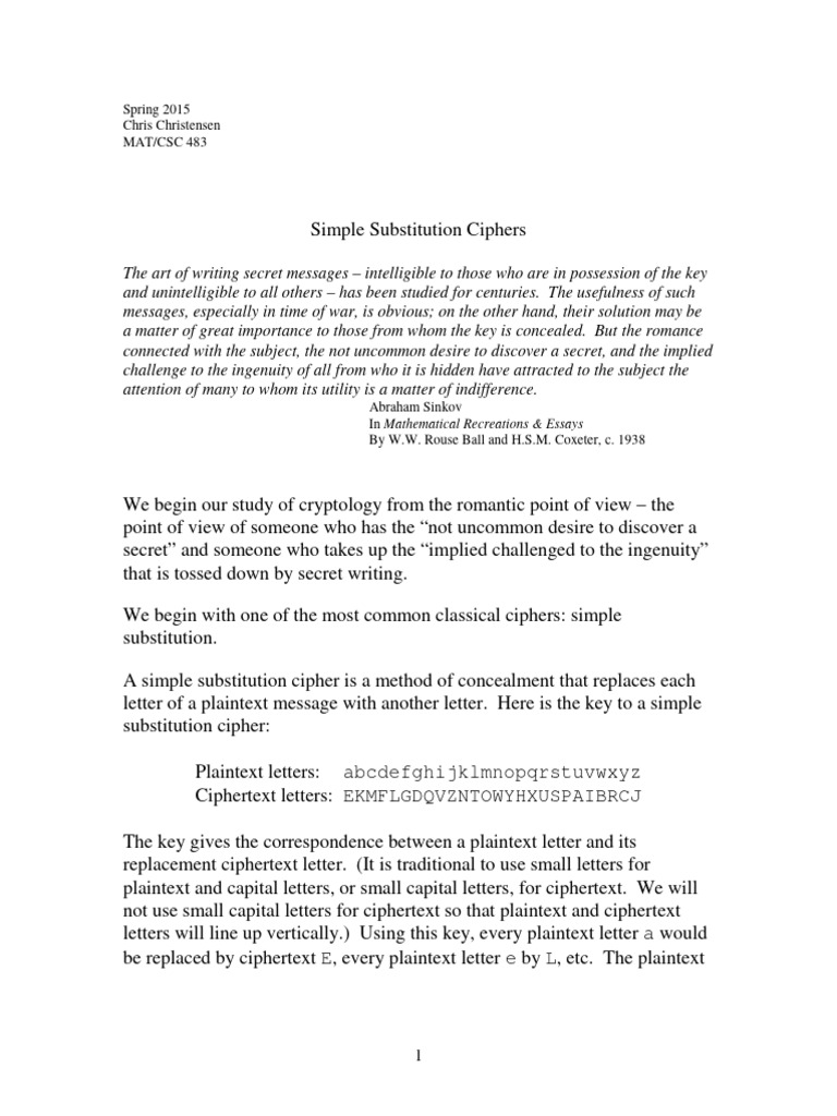 1402 Simple Substitution and Caesar Cipher | PDF | Cryptanalysis ...