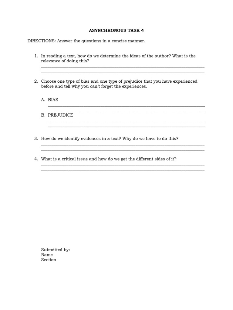 ASYNCHRONOUS TASK Grade 9 | PDF
