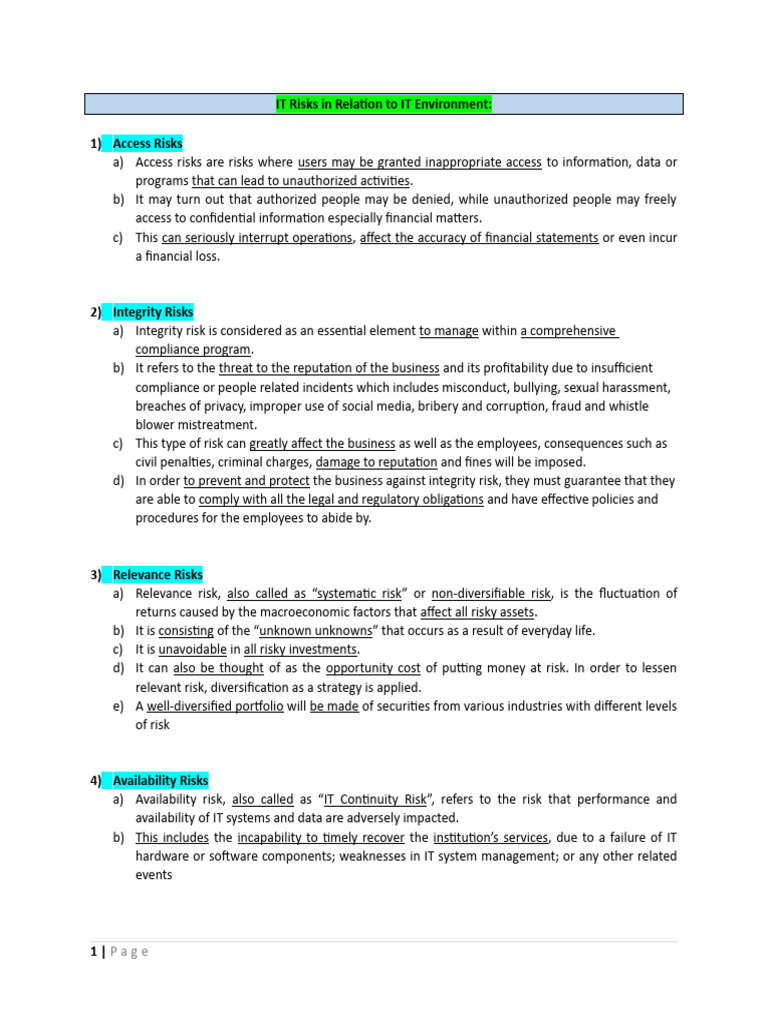 IT Risk Management: Types and Impacts | PDF | Databases | Backup