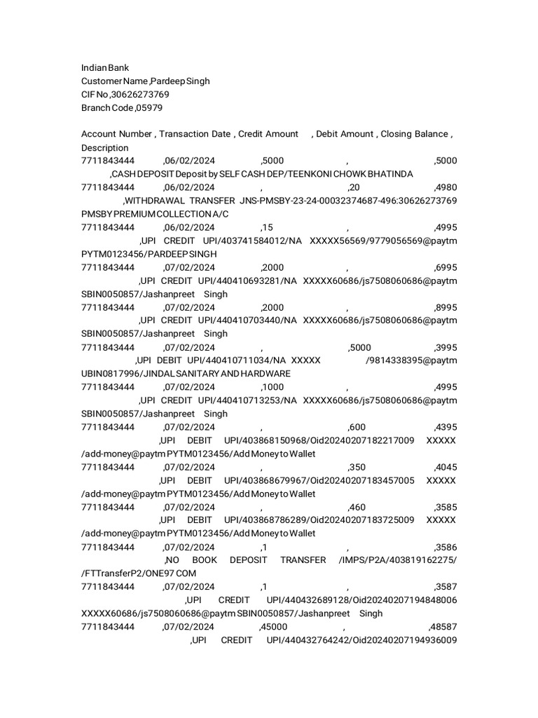 StatementOfAccount_30626273769_May02_192439.csv (1) | PDF | Debit Card | Banking Technology