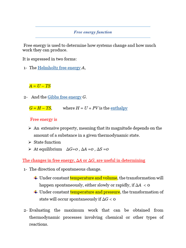 Lec4 &5 | Download Free PDF | Gibbs Free Energy | Chemical Equilibrium