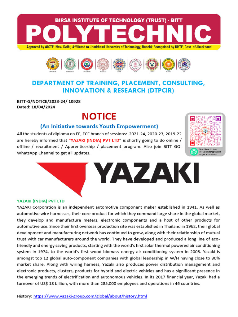 BITTP-DTPCIR Notice YAZAKI 050924 | PDF | Economies