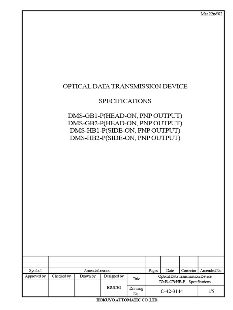 Optical Data Transmission Device Specs | PDF | Information And ...