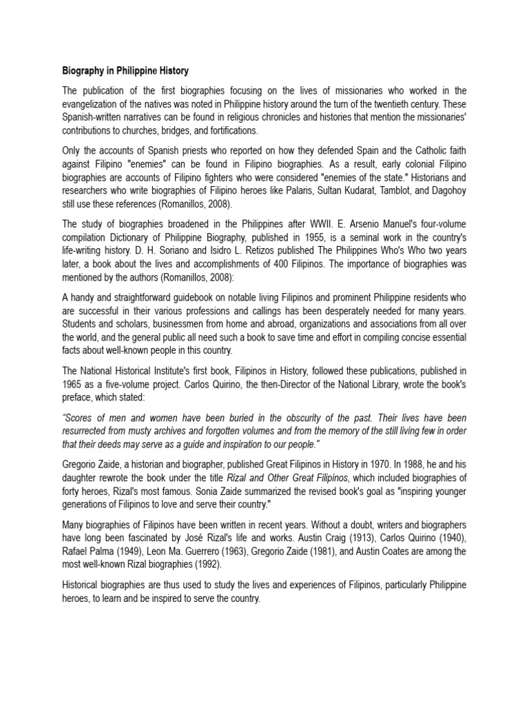 Biography and National History | PDF | Philippines