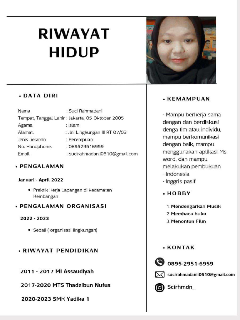CV Suci Rahmadani | PDF