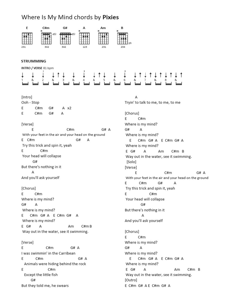 Where Is My Mind Chords by Pixies | PDF | Song Structure | Performing Arts