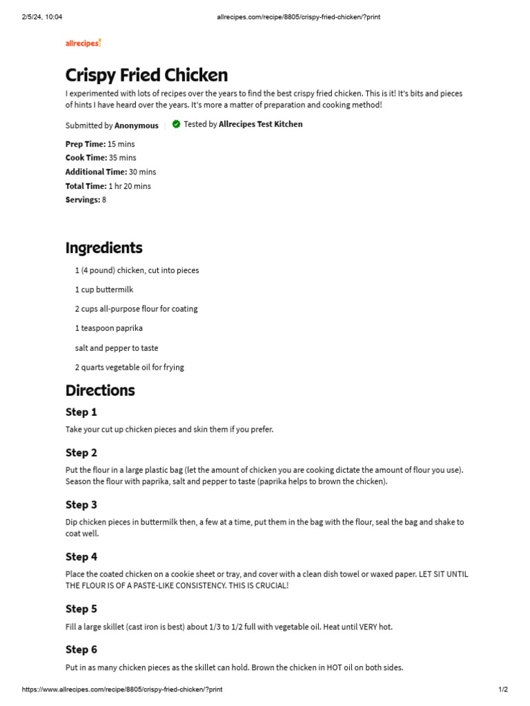 crispy fried chicken | PDF | Cooking | Flour