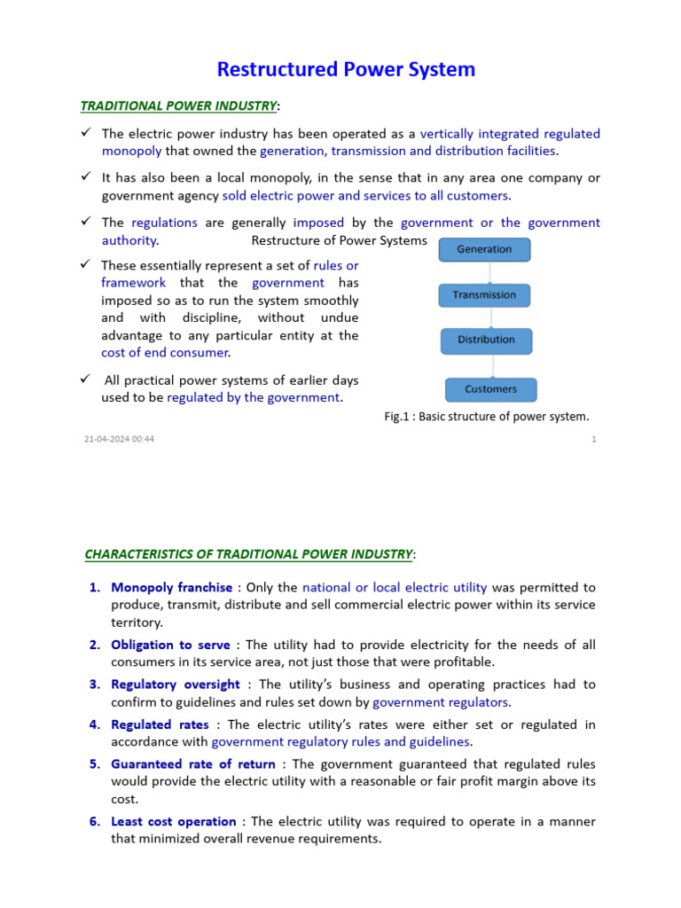 4. Restructure of Power Systems | PDF | Public Utility | Electric Power ...