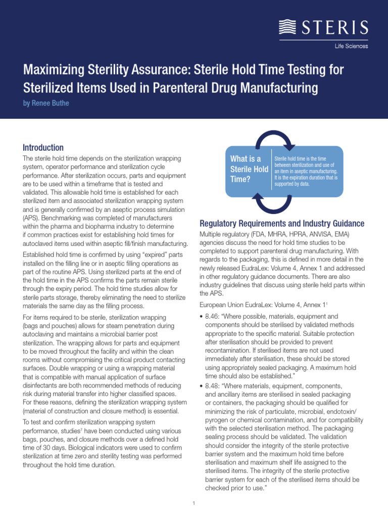 Sterile Hold Time in Aseptic Manufacturing | PDF | Sterilization ...