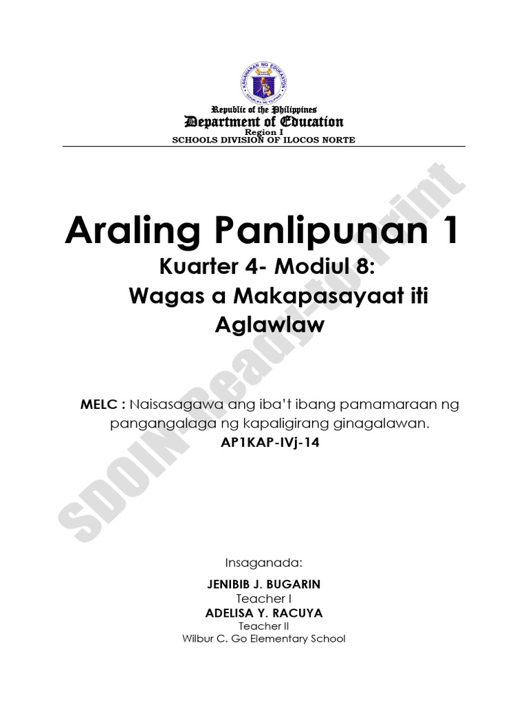 AP1-Q4-Week8-Mod8-MELC08-Bugarin-Jenibib-JBM-Edited - Milagros Sandra MalvarFINAL | PDF