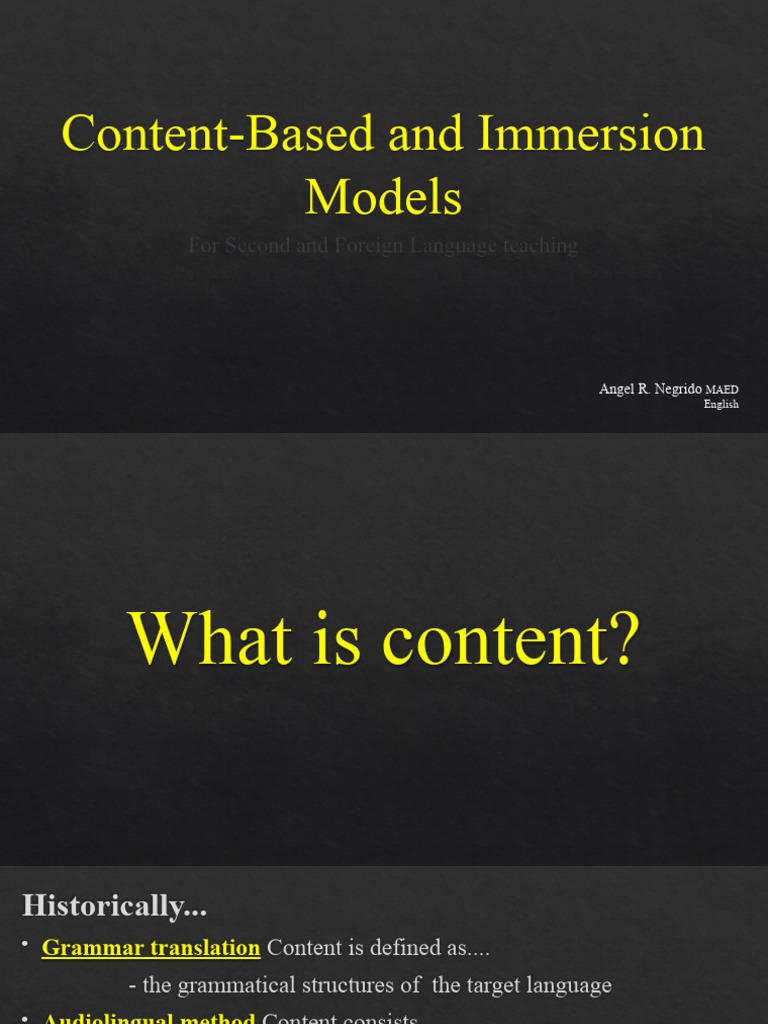 Content Based and Immersion Models 2 | PDF | Second Language ...