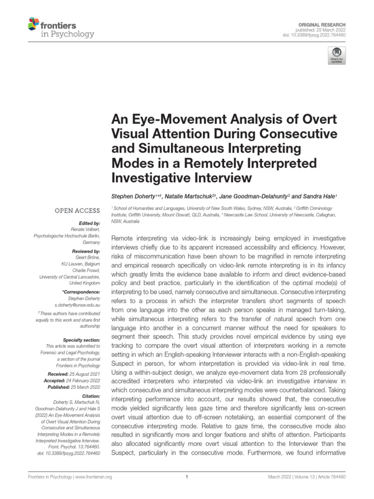 An Eye-Movement Analysis of Overt Visual Attention | PDF | Language Interpretation | Attention