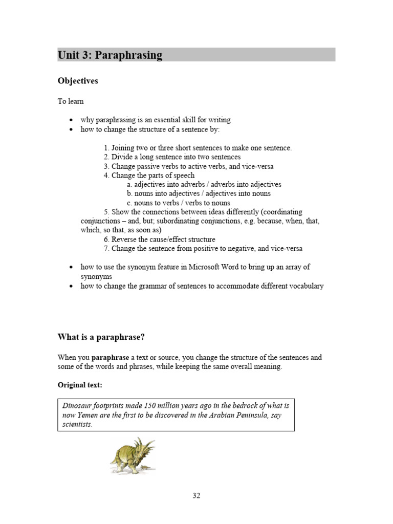 TS' Copy-Unit 3 Paraphrasing Collated | PDF | Mars | Part Of Speech