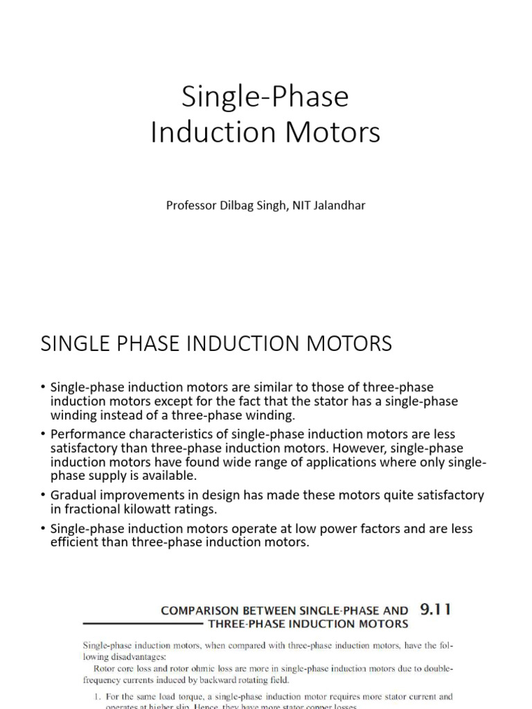 Overview of Single-Phase Induction Motors | PDF | Electric Motor ...